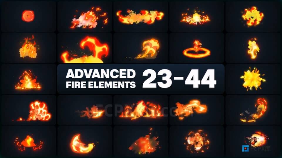 Advanced Fire Elements FCPX插件82组火焰燃烧烟雾特效元素动画_FCPX库
