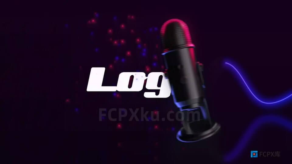 Podcast Microphone Logo FCPX插件播客麦克风录音工作室视频片头_FCPX库