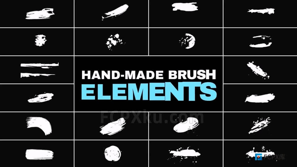 20种笔刷动画元素FCPX插件Hand Made Brush Elements_FCPX库