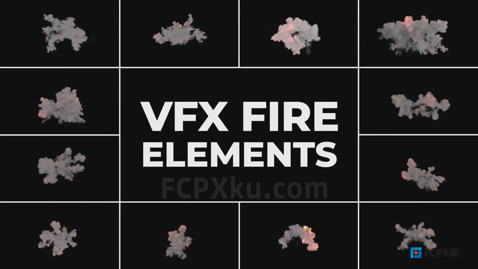 12种爆炸火焰烟雾特效FCPX插件VFX Flames Elements_FCPX库