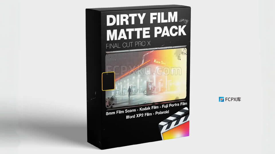 Dirty Film Matte Pack FCPX插件胶片烧伤颗粒灰尘打孔经典复古风格效果_FCPX库