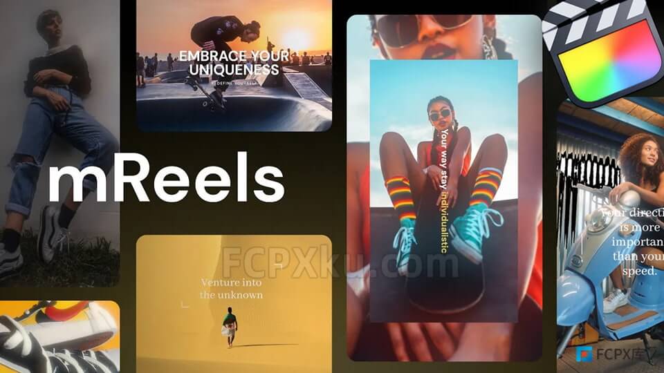 FCPX插件-50种转场分屏效果标题动画预设制作创意媒体视频短片mReels_FCPX库